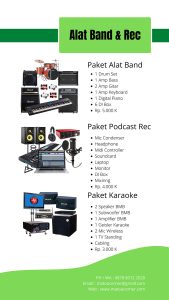 Harga dan Paket Sewa Alat Band serta Recording Matoa Corner