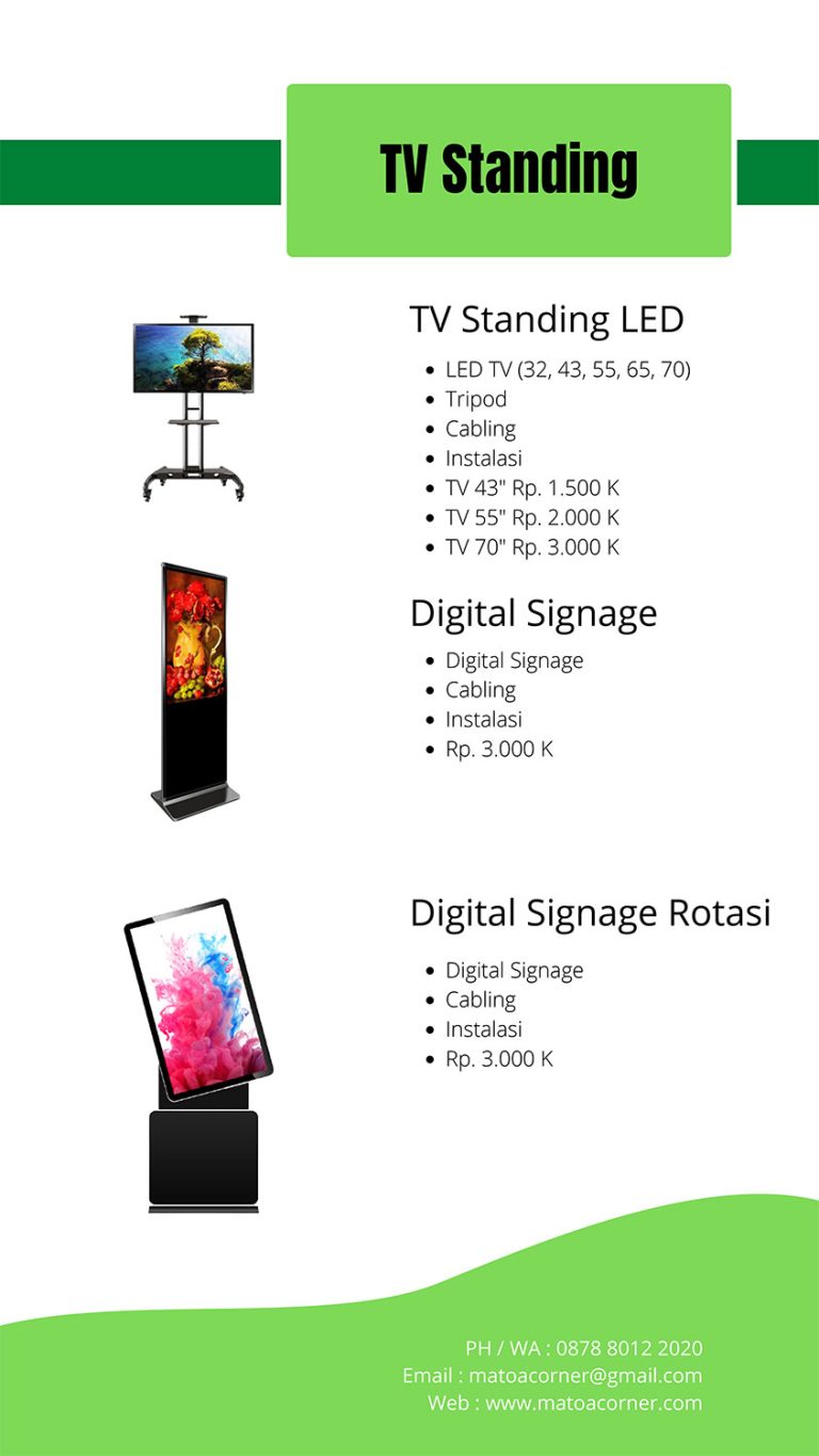 Harga dan Paket Sewa TV Standing Murah Matoa Corner